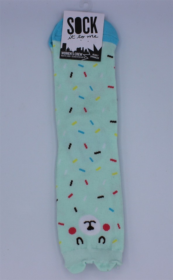 Sock It To Me Womens Crew Socks Bearly Sprinkled Size 5-10 | eBay