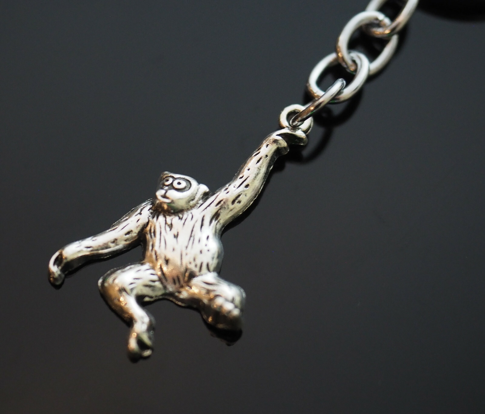 Monkey Chimp Chimpanzee Vintage Silver Charm Keychain Key Chain Zoo Ape ...