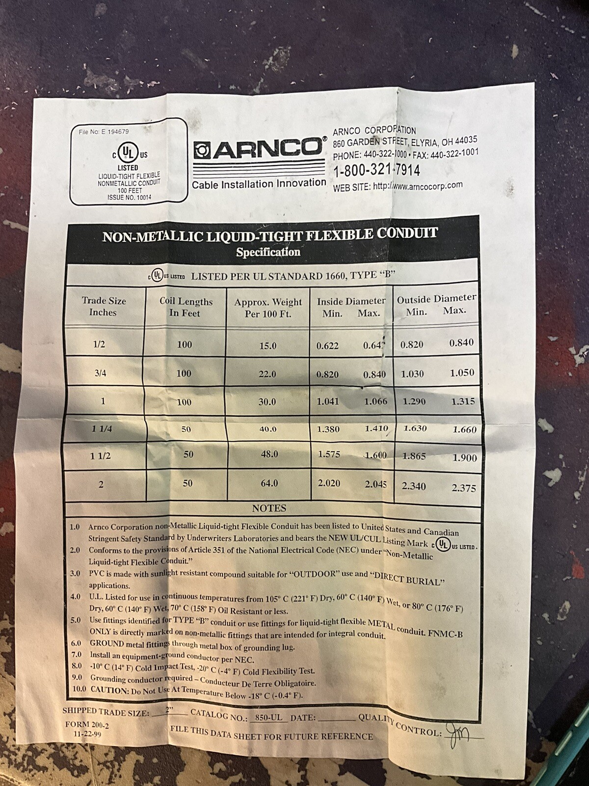 2” x 50’ NON-METALLIC LIQUID-TIGHT FLEXIBLE CONDUIT/ CARFLEX. USA MADE ...