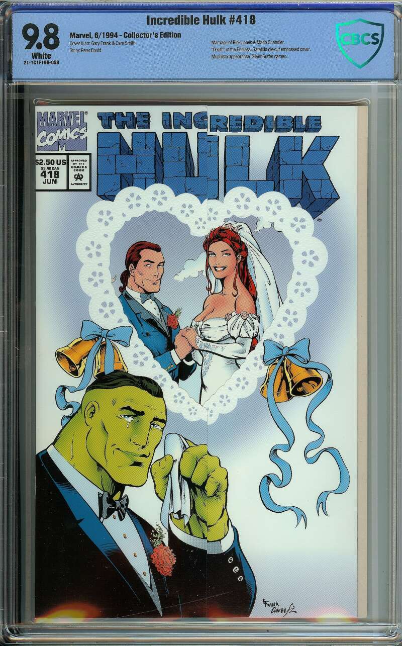 INCREDIBLE HULK #418 CBCS 9.8 WHITE PAGES // RICK JONES + MARLO ...