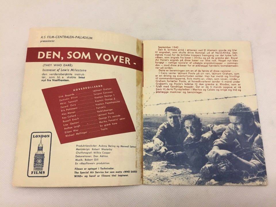 They Who Dare Dirk Bogarde Denholm Elliott´Alec Mango 1954 Danish Movie ...