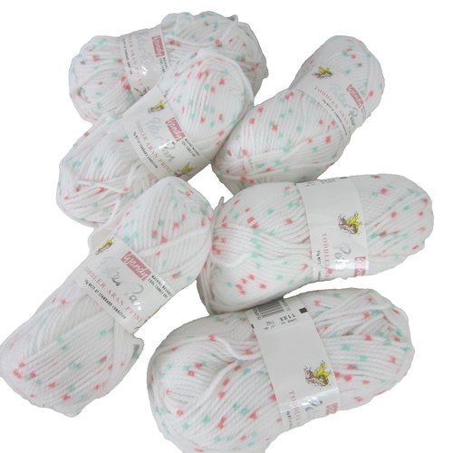 Lot 6 Skeins Wendy Peter Pan Toddler Aran Print Yarn White Mint Green ...