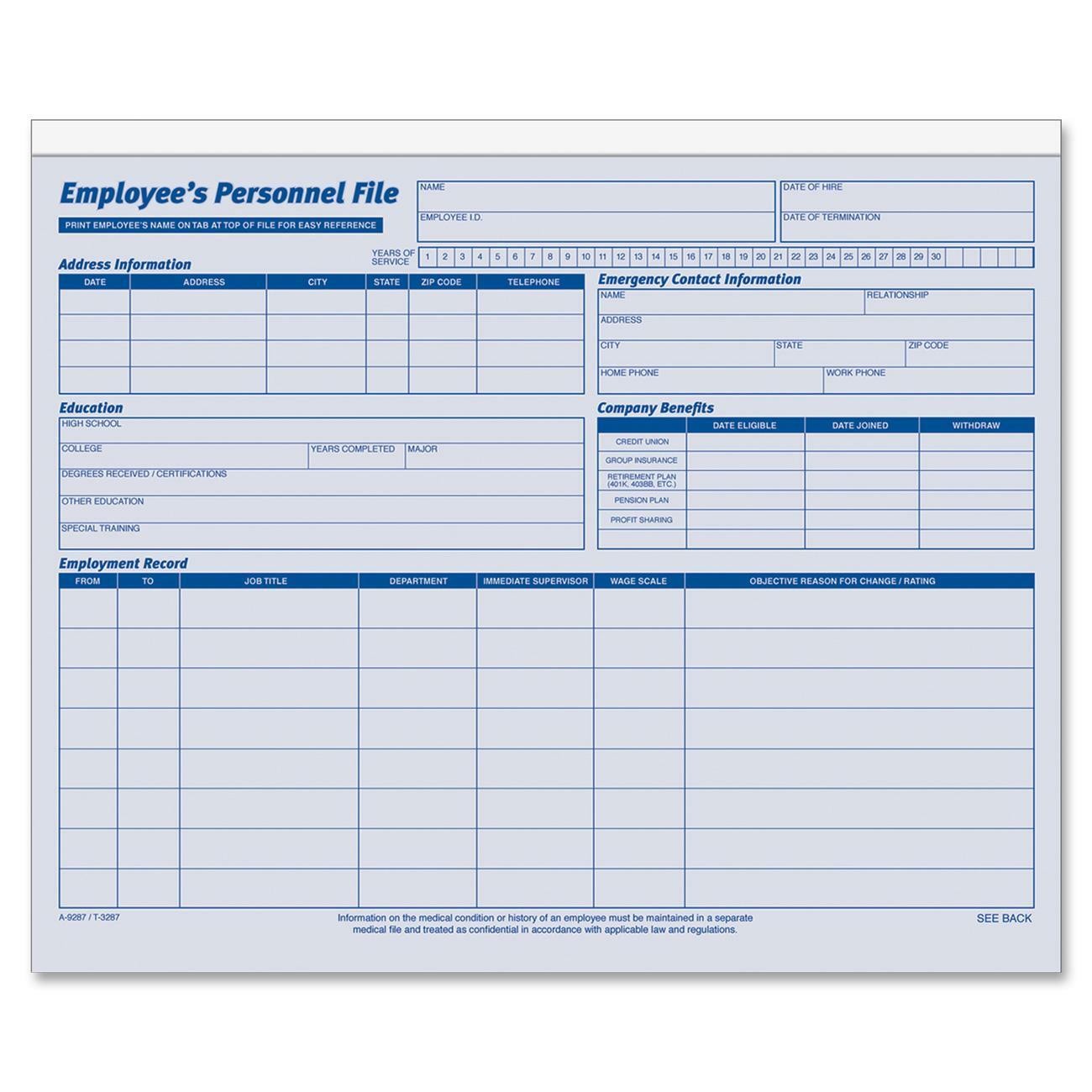 Adams Employee's Personnel File Folder - 9.62" X 11.75" Sheet Size - 20 ...