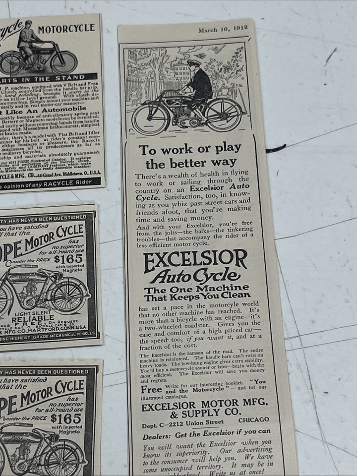 14 Mitchell &excelsior Pierce Iver Johnson Motorcycle Ads From 1902 To ...