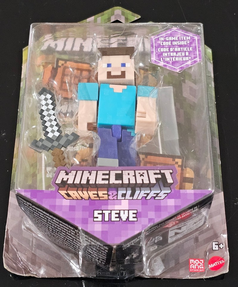 Minecraft Caves & Cliffs Steve 3.25" scale Video Game Authentic Action ...