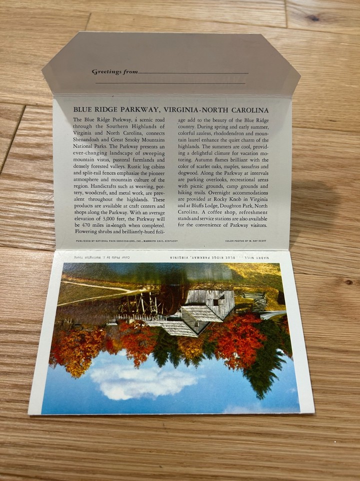 Blue Ridge Parkway Virginia North Carolina NC Souvenir Folder Postcard ...