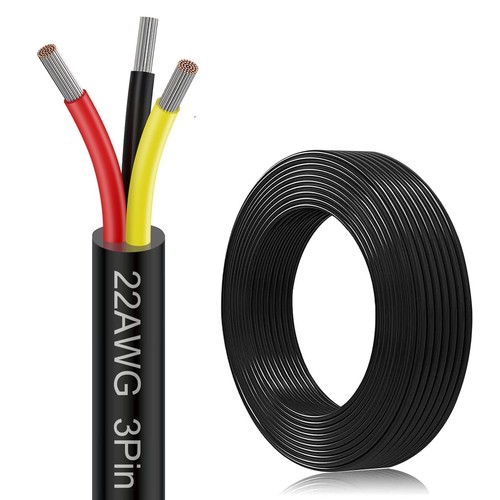 22 Gauge Electrical Wire 3 Conductor, 22AWG 50FT PVC Stranded, 22/3 Low ...