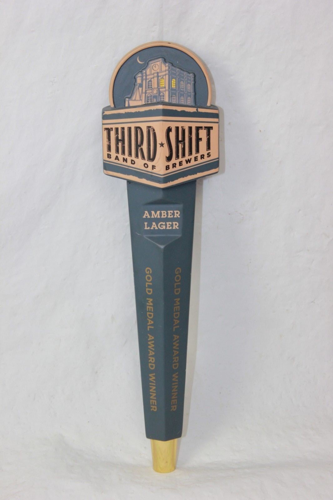 THIRD SHIFT BAND OF BREWERS "AMBER LAGER GOLD MEDAL WINNER" TAP HANDLE ...