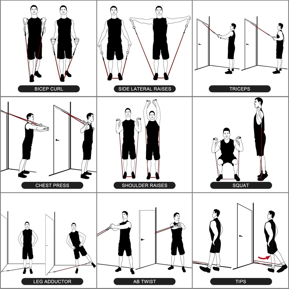 XPRT Fitness 11-Piece Resistance Bands Set 150LB - Ultimate Home Gym ...