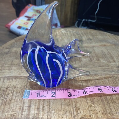 Cobalt Blue Glass Angel Fish Desk Sculpture | eBay