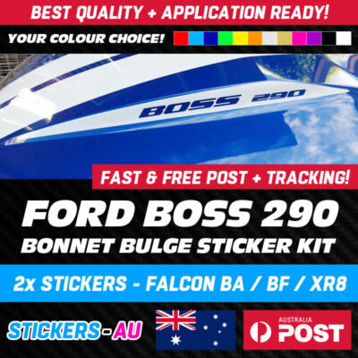 FORD FALCON BOSS 290 BONNET HUMP / BULGE STICKER / DECAL KIT - BA / BF ...