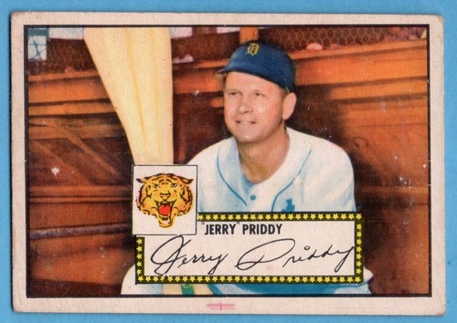 1952 Topps Red Back #28 Jerry Priddy VG WRINKLE MARKED Detroit Tigers ...