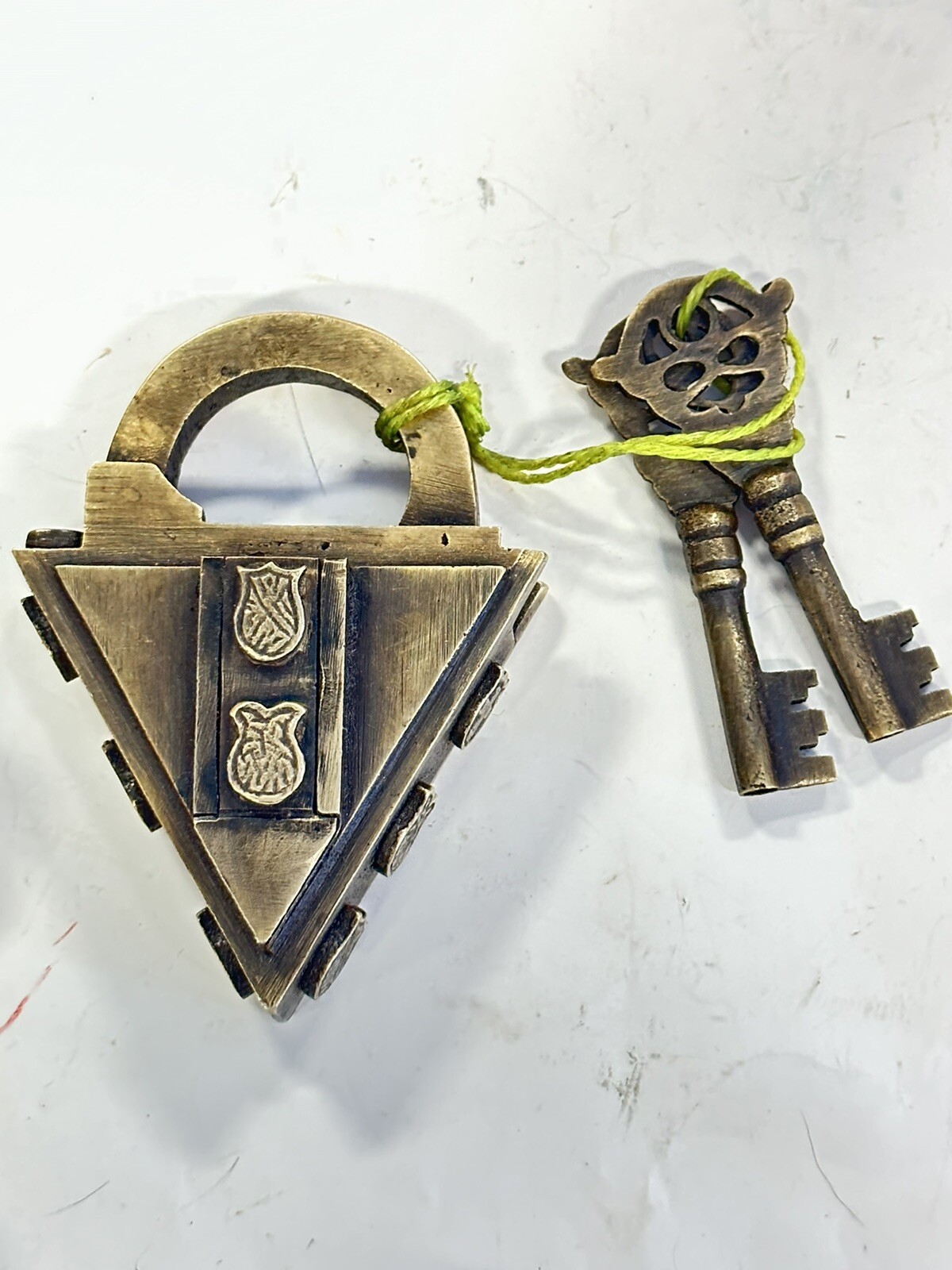 Vintage Style Medieval Dungeon Lock Heavy Solid Brass Triangle Padlock ...