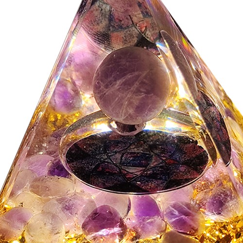 5# Natural Gold Pyramid Ball Crystal Energy Healing Reiki Chakra ...