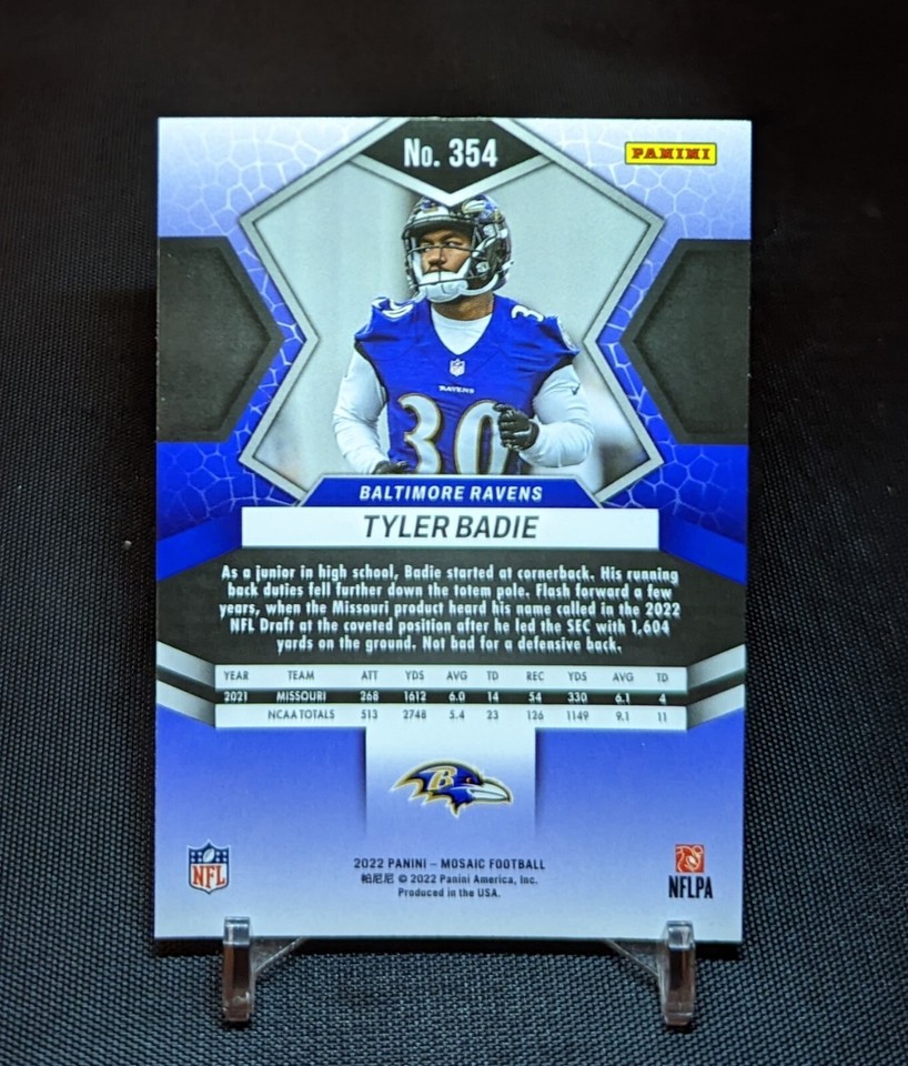 Tyler Badie Rookie RC 2022 Panini Mosaic Football Card #354 Baltimore ...