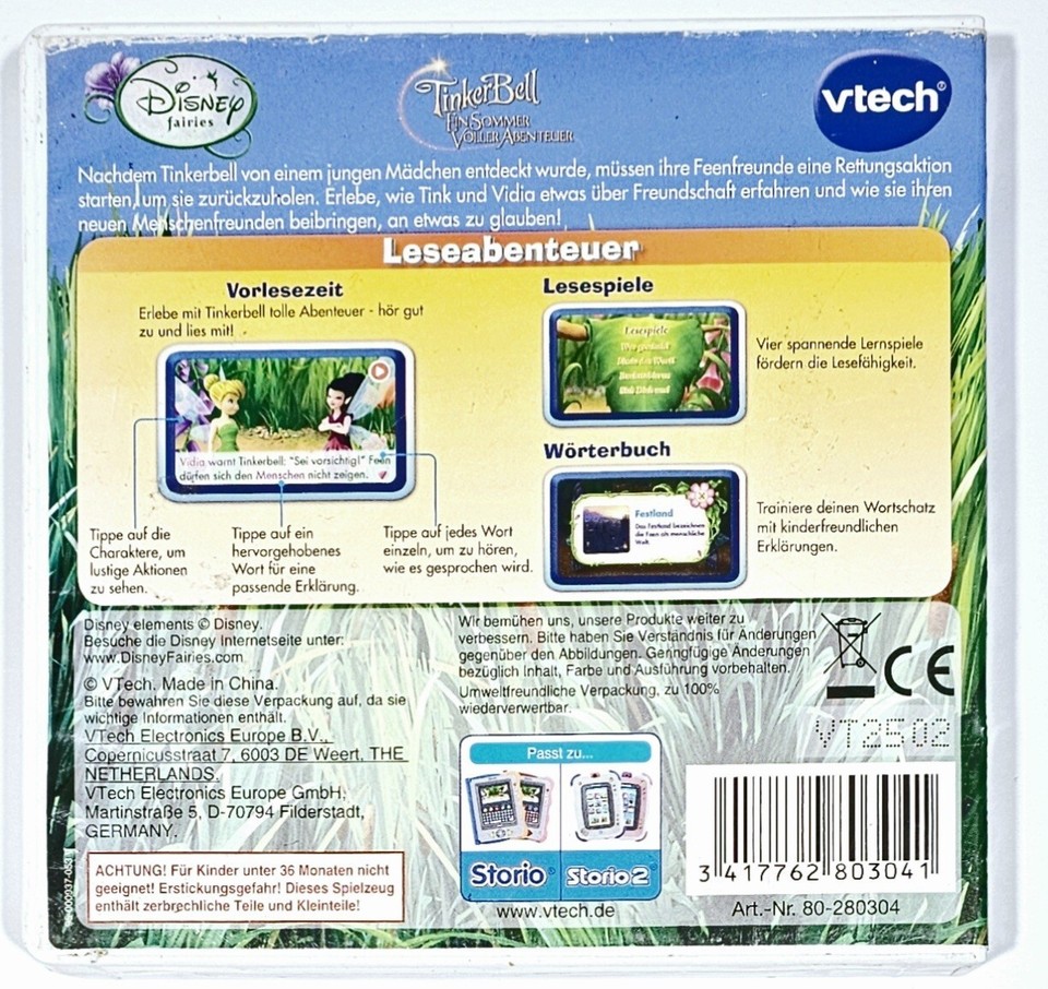 VTech Storio 2 Educational Game Disney Fairies Tinkerbell Dt. Read ...