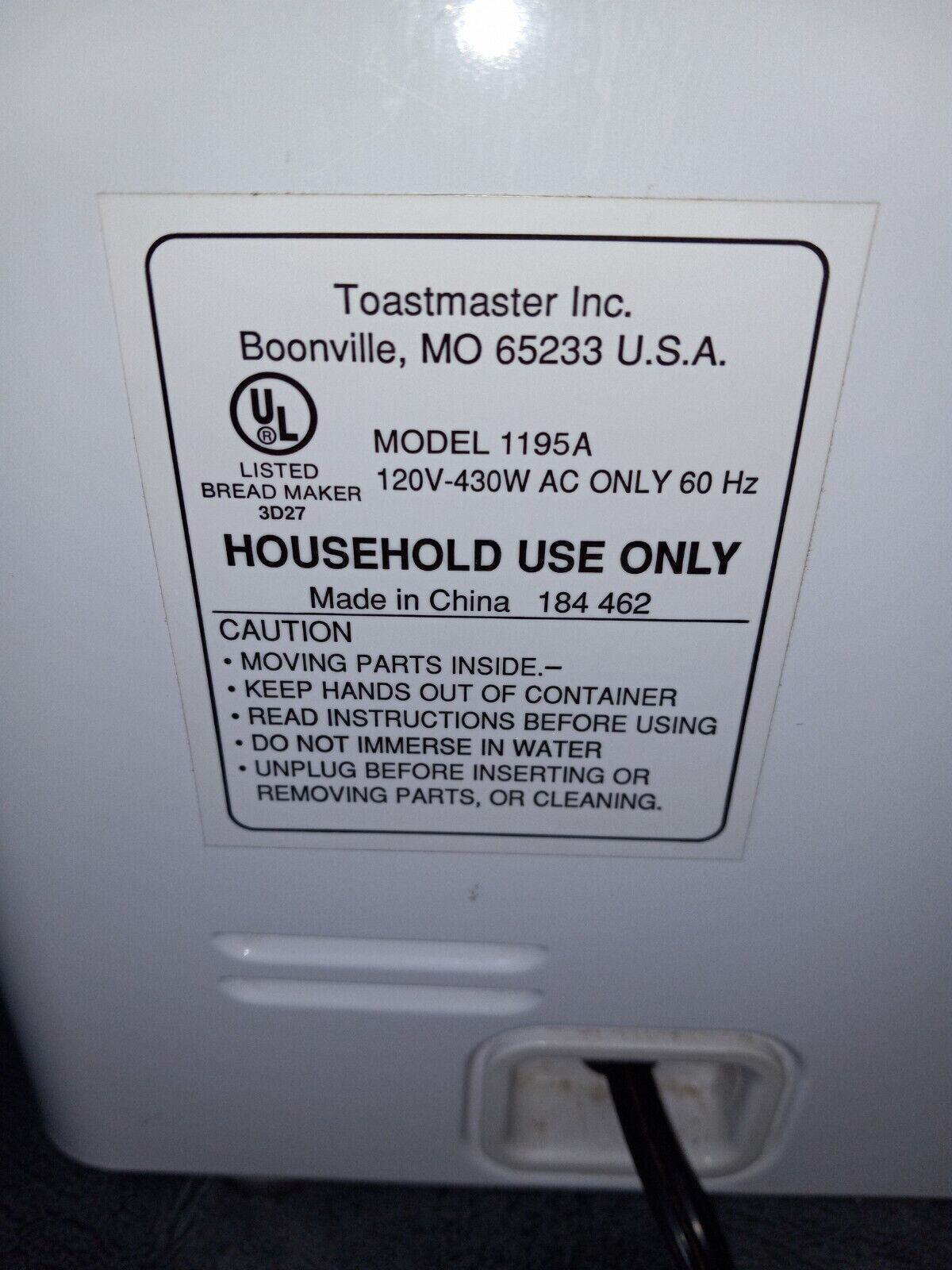 Paddle for Toastmaster Bread Maker Machine Models 1195 1195A (S18) | eBay