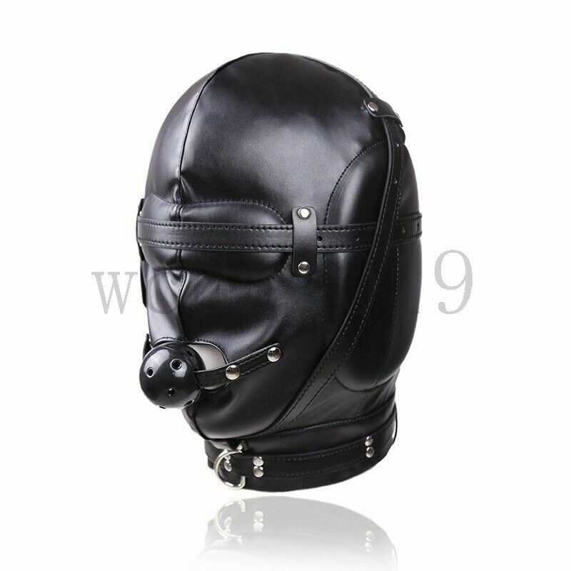 Restraint-BDSM-Pu-Leather-Open-Mouth-Gag-Mask-Blindfold-Harness-Bondage ...