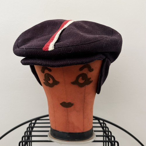 Vintage MISURA Made In Italy Wool Flat Cap XL Driving Hat w/ Ear Flaps ...