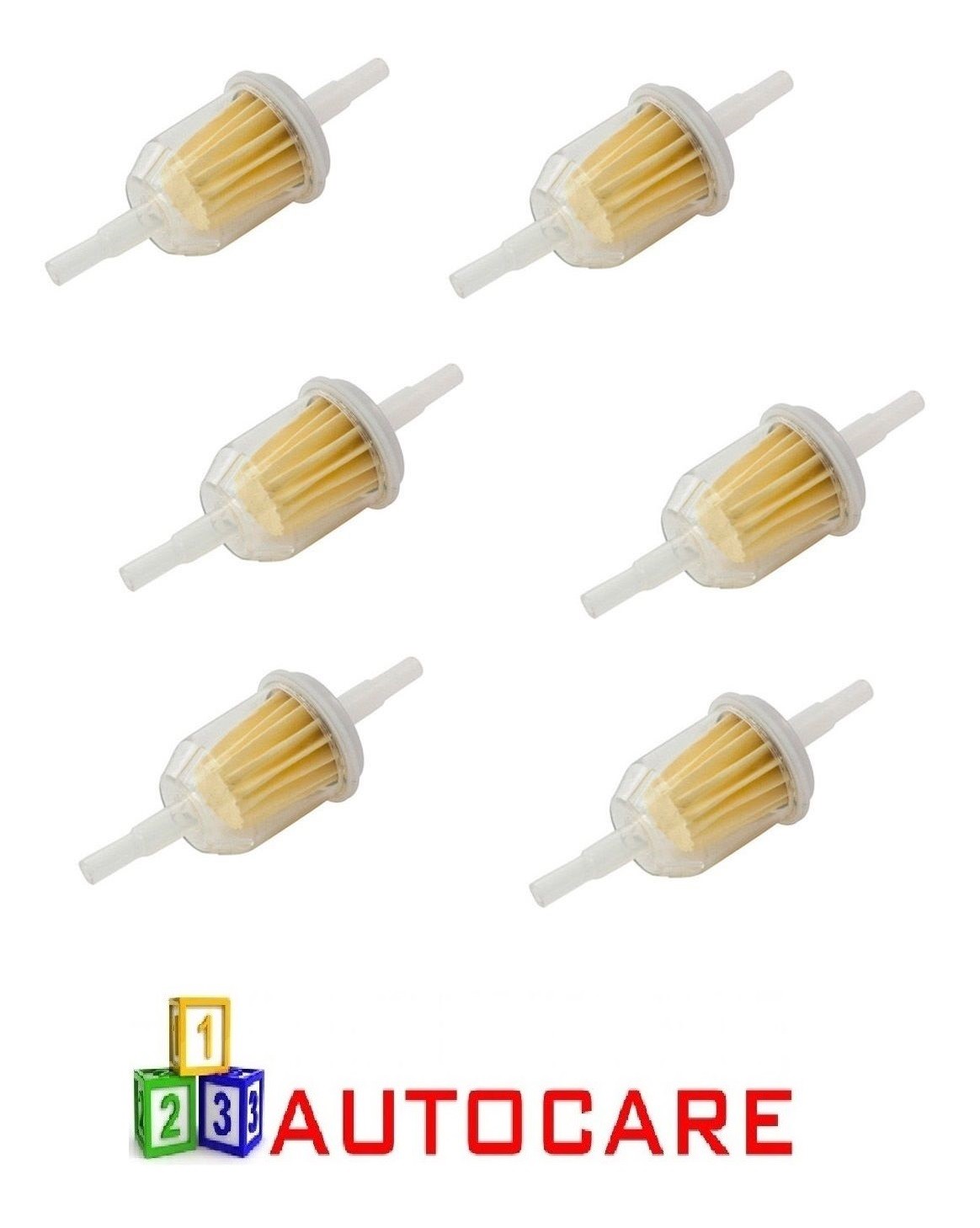 6 x Small Petrol In-Line Universal Clear Fuel Filters Fits 6 or 8mm ...