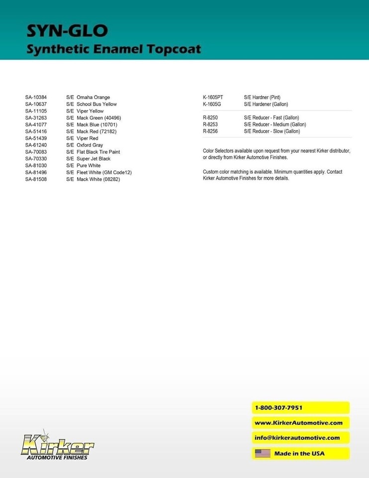 Kirker SYN-GLO K-1605 Synthetic Urethane Enamel Hardener 1 Pint | eBay