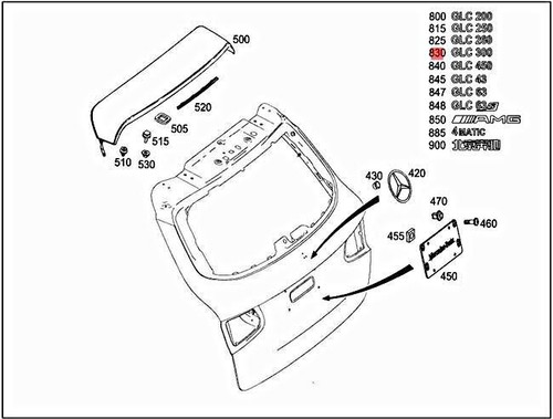 Genuine MERCEDES Glc X253 SUV At rear panel door Model plate 2538171700 ...