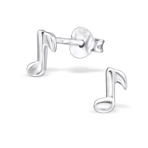 Silver Music Note Studs - 925 Sterling Silver Eighth Note Post Earrings ...