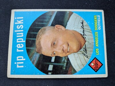 1959 Topps Baseball Card # 195 Rip Repulski - Los Angeles Dodgers (VG ...