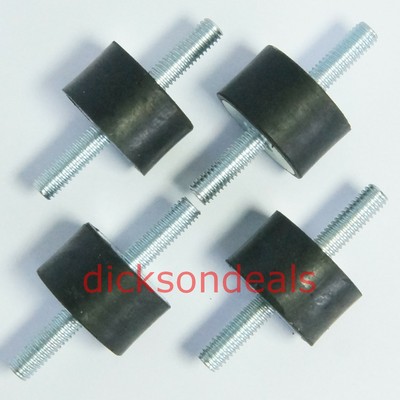 4 x Rubber Bobbin Mounts 25mm D x 15mm Long M6 male car boat kart ...