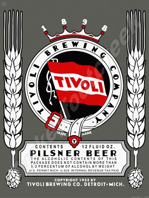 Tivoli Pilsner Beer Label 9" x 12" Metal Sign | eBay