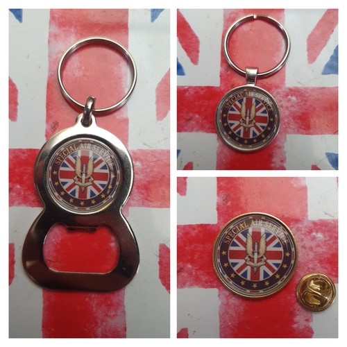 SAS SPECIAL AIR SERVICE UNION JACK MILITARY PIN BADGE KEYRING BOTTLE ...