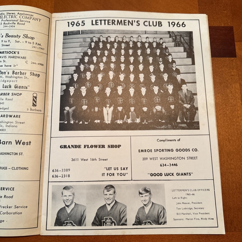 1965 Indiana High School Basketball Program, Ben Davis vs Broad Ripple ...