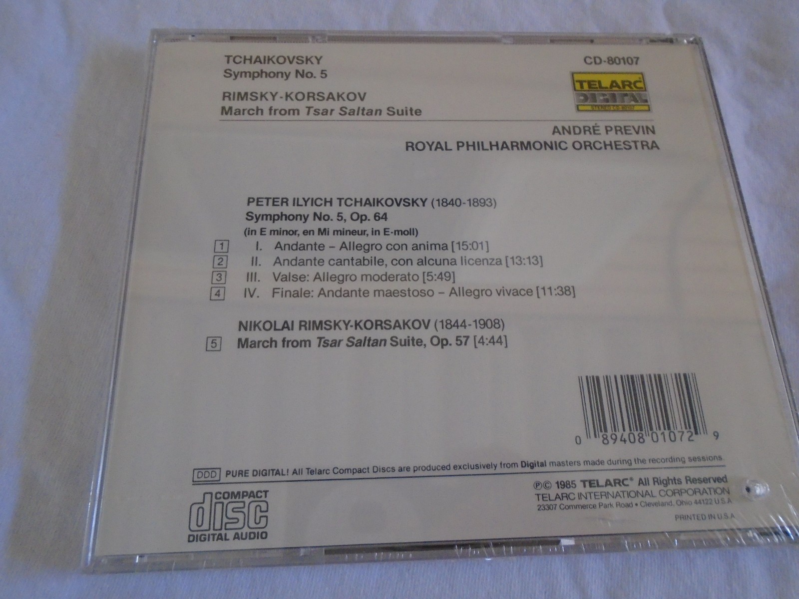 TCHAIKOVSKY Symphony No.5 RPO ANDRE PREVIN Telarc CD-80107 Japan/US ...