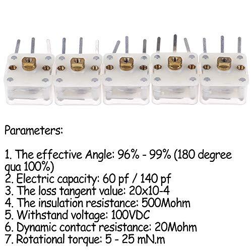 5Pcs 223p Duplex Radio Variable Capacitor 60pf/140pf 2.1mm Hole Shaft ...