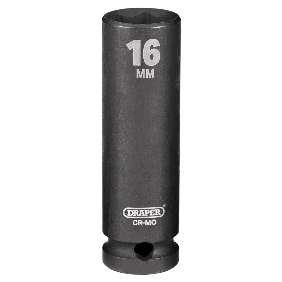 Draper 16mm Deep Impact Socket 1/2" Dr 6 Point Hex Chrome Vanadium ...