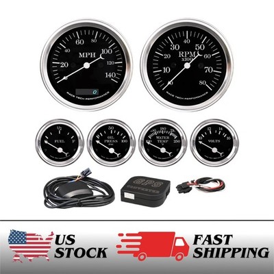 Racetech Vintage Electrical GPS 6 Gauge Set Black Dial 4 Color 0-90 Ohm ...