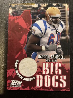 Darrell Campbell 2004 DPP Rookie Jersey Card #BD-DC Notre Dame GU ...