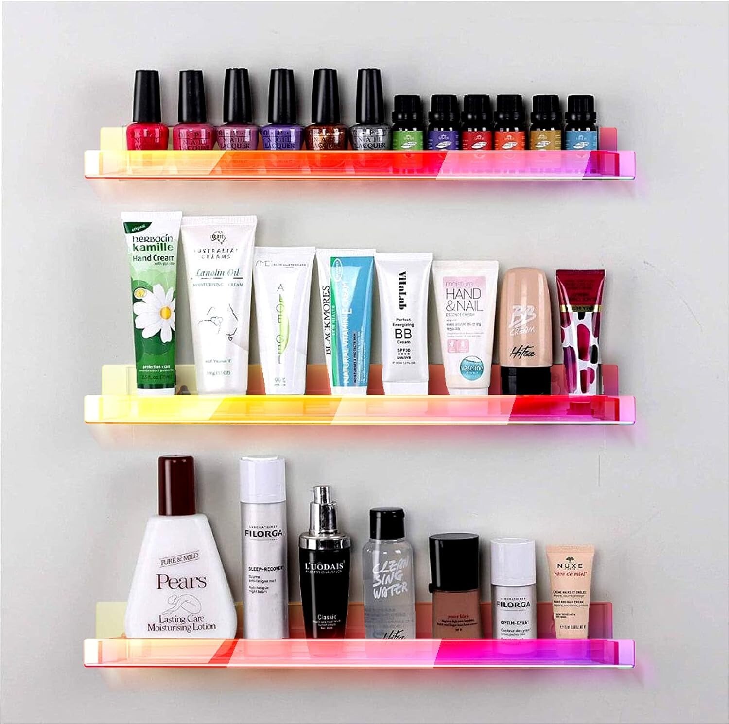 RORKIM 4 Pack 15 Inch Iridescent Acrylic Shelves, Clear Rainbow Kid ...