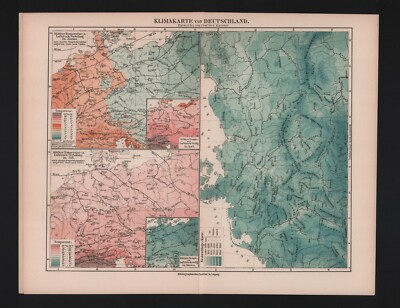 Landkarte map 1908: Klima-Karte von Deutschland. Prof. Dr. C. Kassner ...
