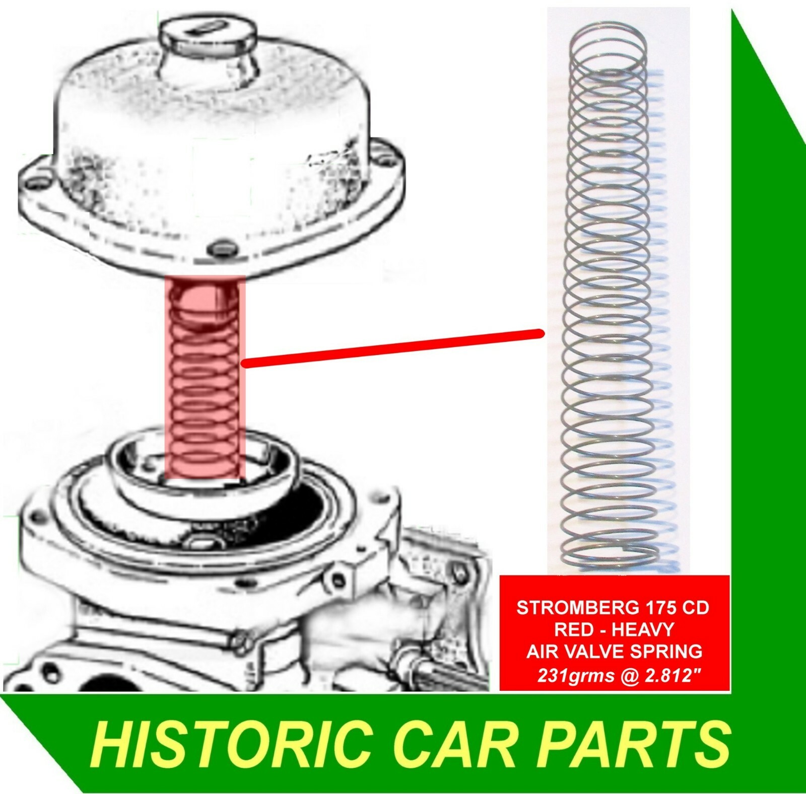 VOLVO 340 2.0L 1979-84 - RED HEAVY 231g PISTON SPRING for STROMBERG ...