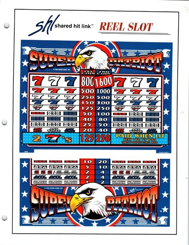 Super Patriot Slot Machine FLYER Casino Arcade Vintage Gaming #5195 ...