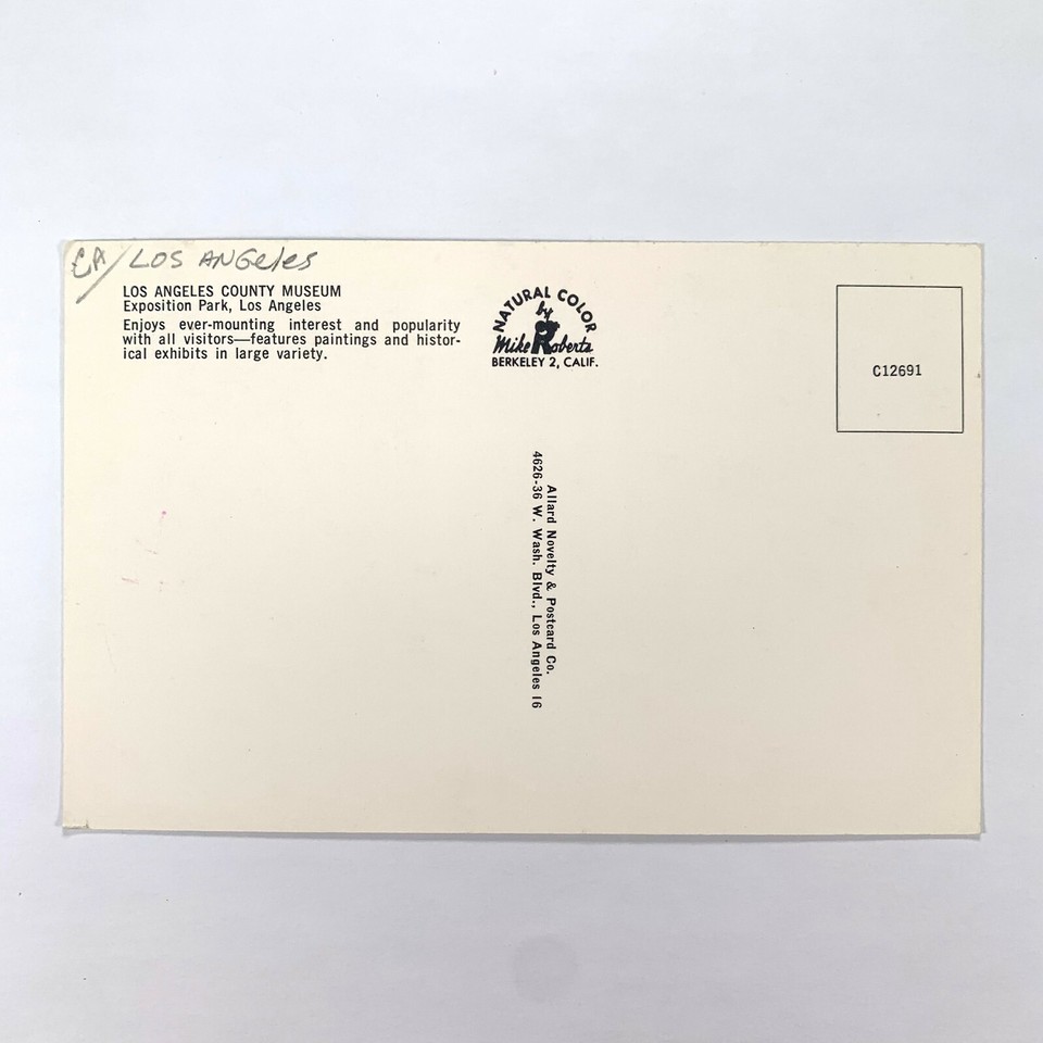 Postcard California Los Angeles CA Art Museum LACMA Expo Park 1960s ...