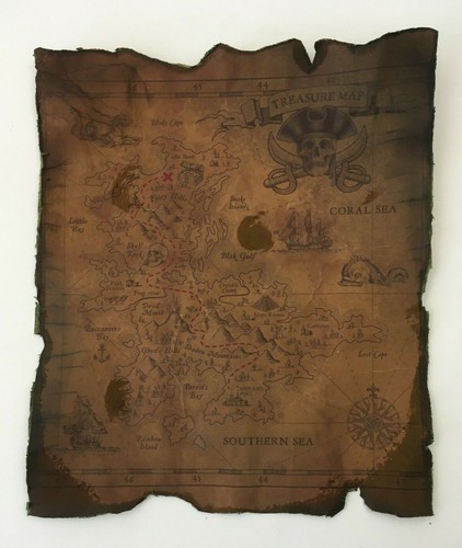 Pirate Treasure Map Pirates Gold Aged Reproduction Replica Art Poster ...