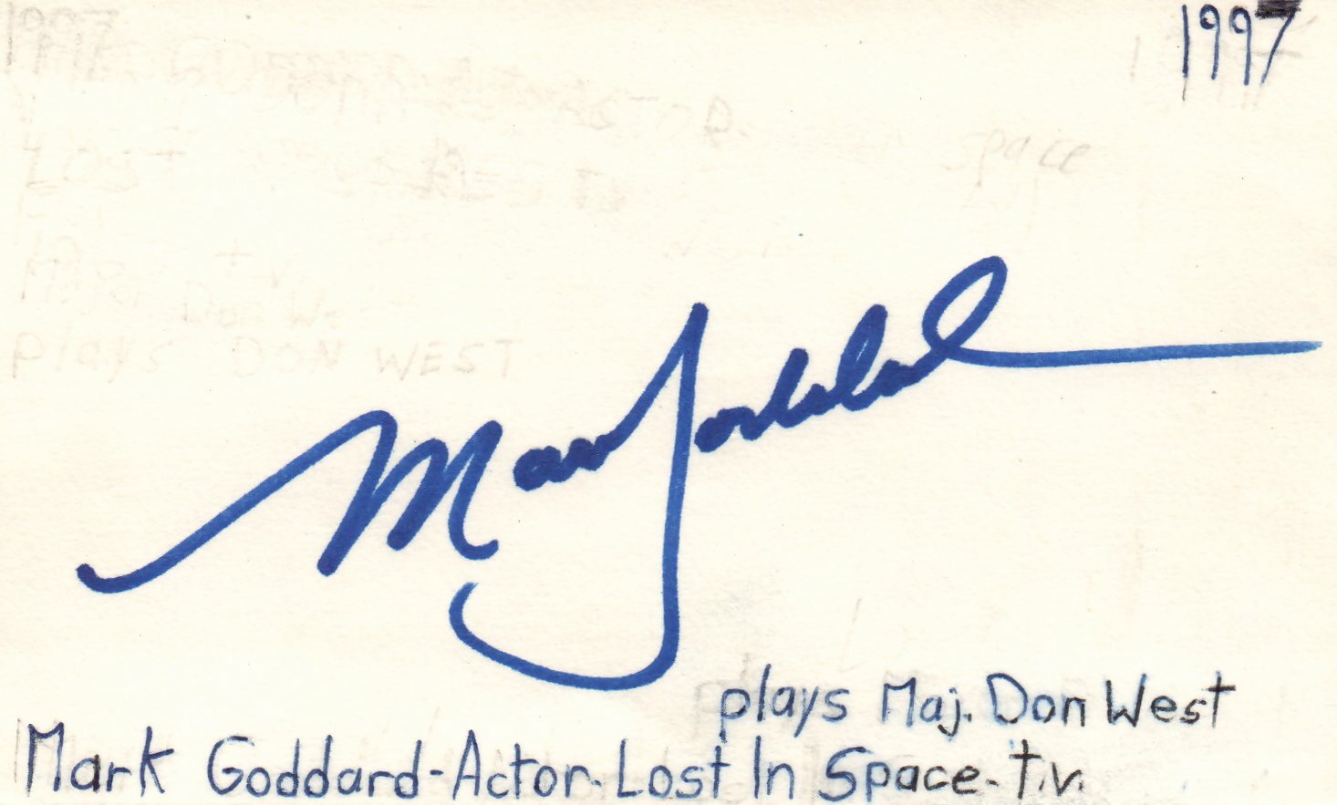 Mark Goddard Actor Maj. Don West Lost in Space TV Autographed Signed ...