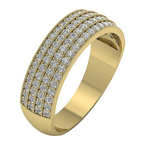 VS1 F Anniversary Wedding Natural Diamond Ring 0.80 Ct Pave Set 14K ...