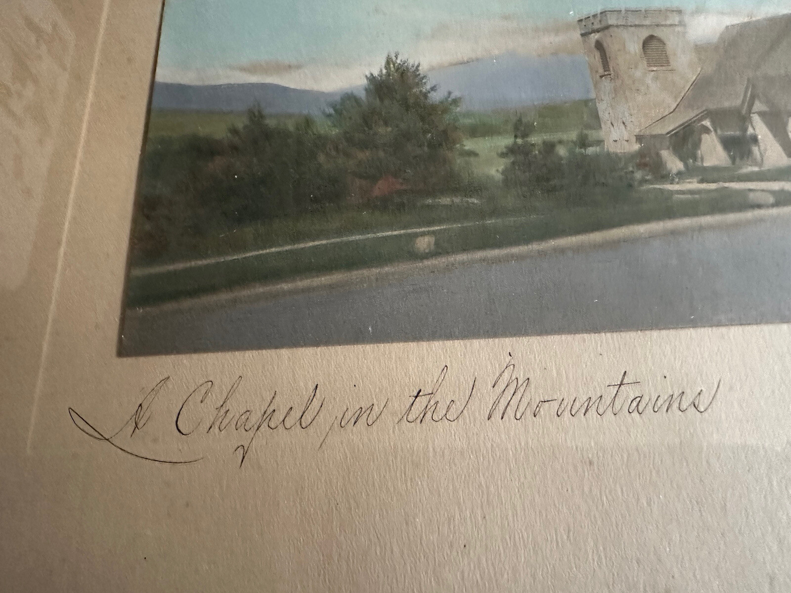 OLD Charles Sawyer Hand Colored Photo A Chapel In The Mountains Bretton ...