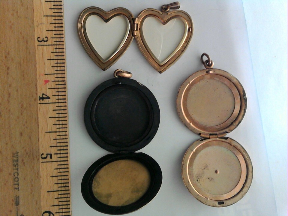 VINTAGE SWEET HEART JEWELRY-THREE LOCKETS-LOOK AT PICTURES TO BID ...