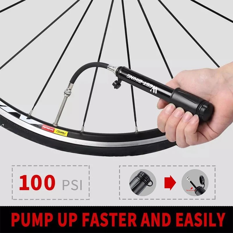 Mini Bike Pump Portable Bicycle Tire Ball Air Inflator Presta Schrader ...
