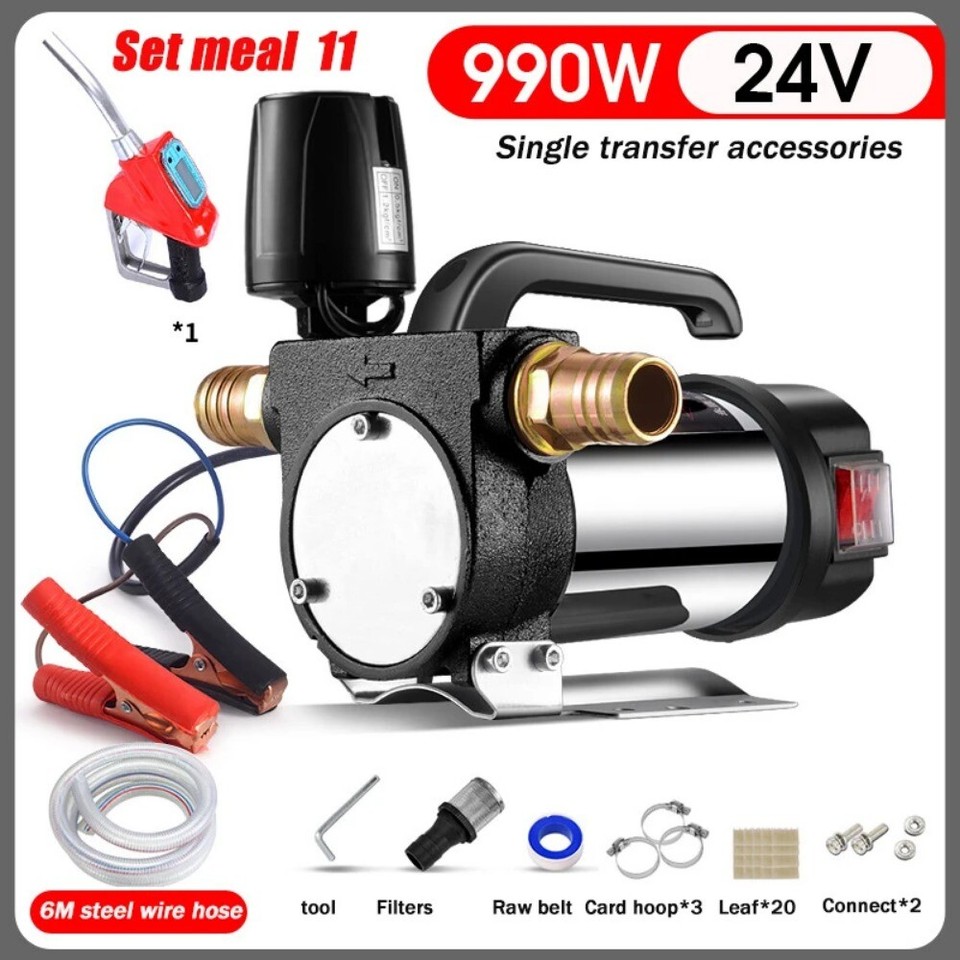 12V/24V/220V Fuel Transfer Pump for Diesel Kerosene 990W Self-Priming ...