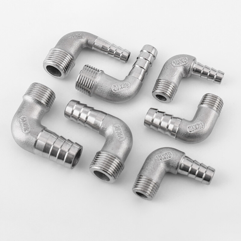 Thread Pipe Fitting Barb Hose Tail Connector BSP Stainless Elbow Hose ...